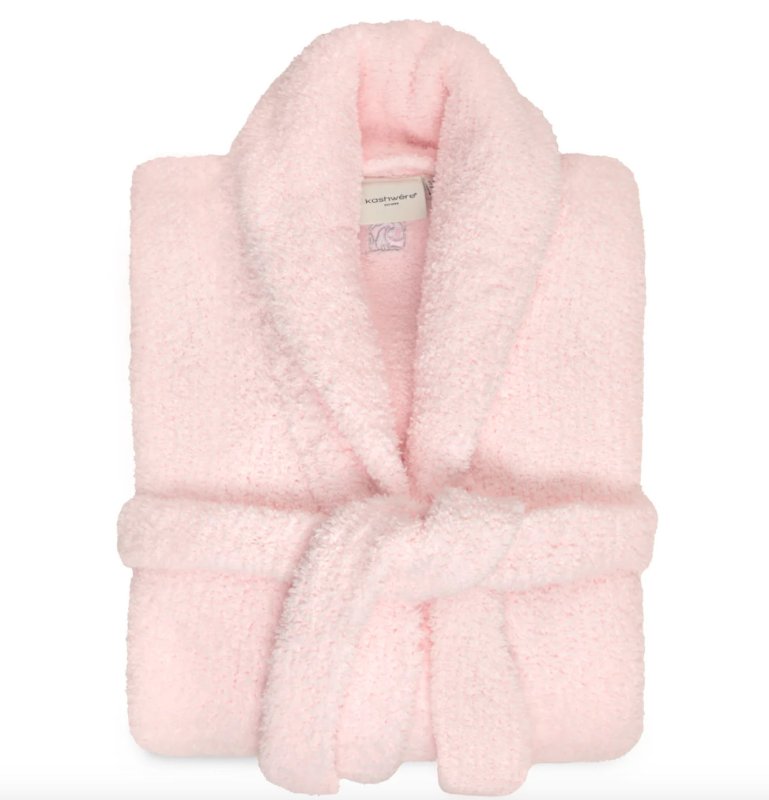 Kashwére Signature Shawl Collared Robe in Pink