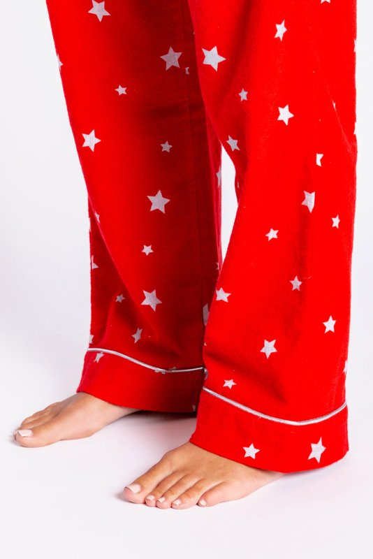 PJ Salvage Wish Upon A Star Classic Flannel Pajama Set in Red